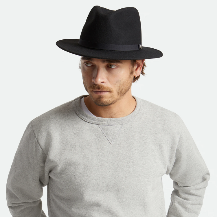 Brixton Messer Packable Fedora - Black – The Hat Store