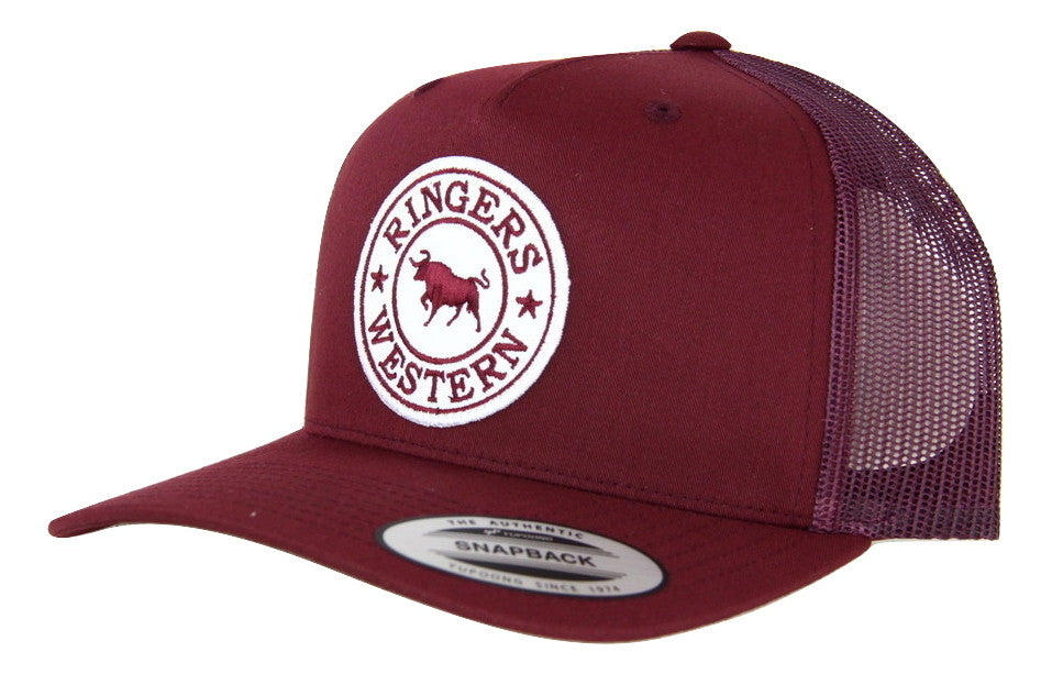 Ringers Western Signature Bull Trucker Burgundy with Burgundy & White ...
